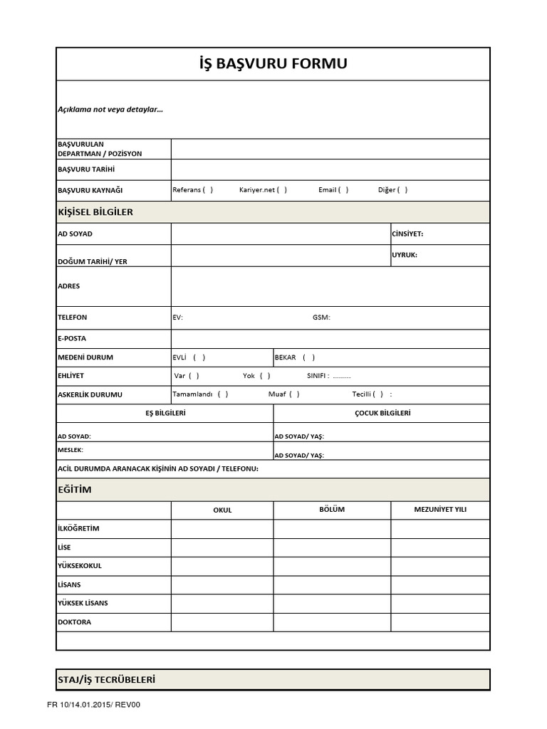 Is Basvuru Formu | PDF