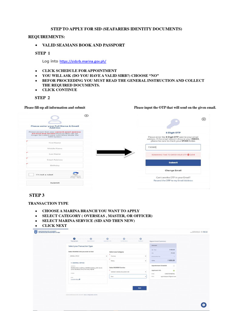 Step To Apply For Sid | PDF