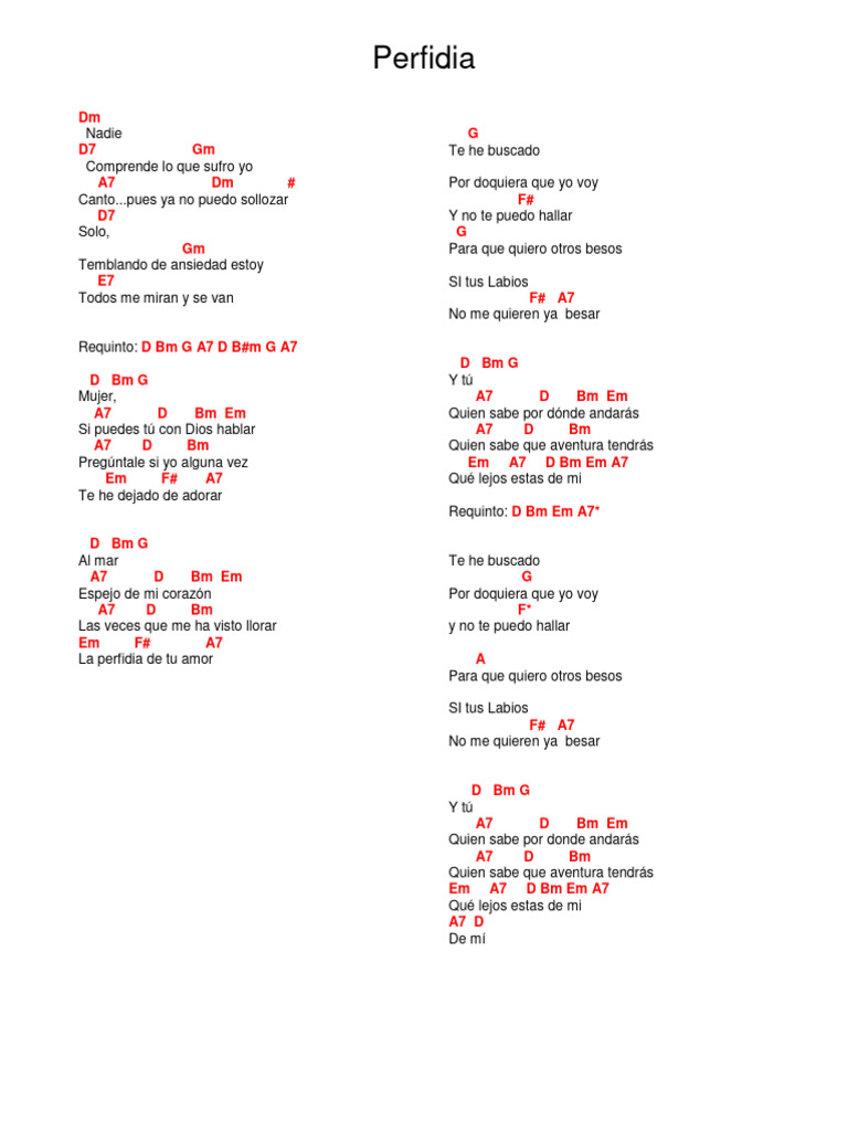 Perfidia: Letra y Emociones de Amor | PDF