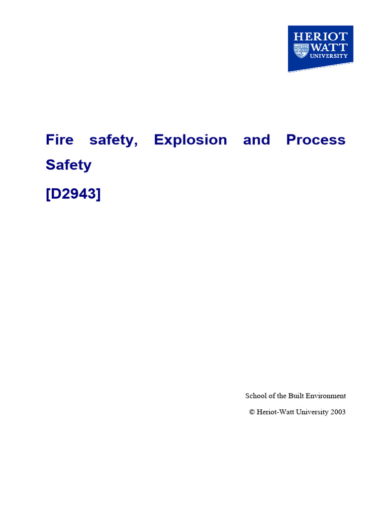 Fire Safety, Explosion and Process Safety | PDF
