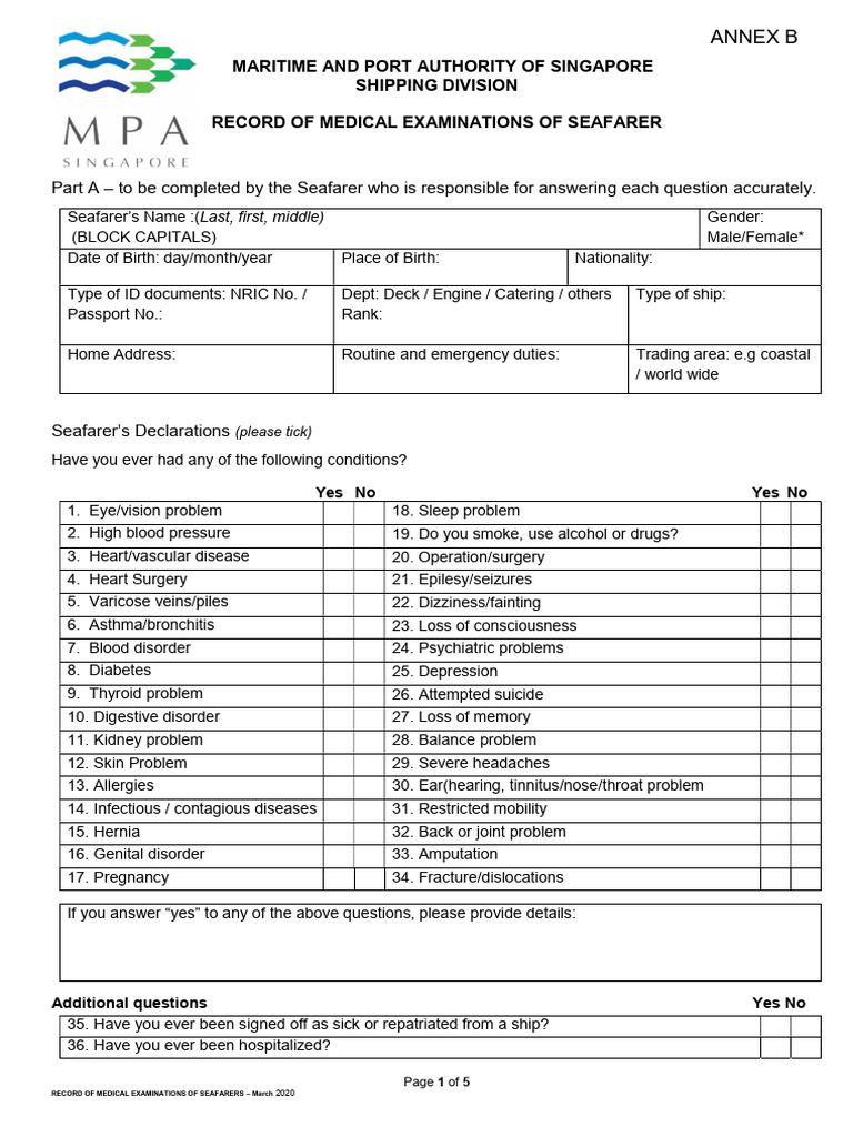 Mpa SC052020 - Mpa Medical Form | PDF | Blood Pressure | Physical ...