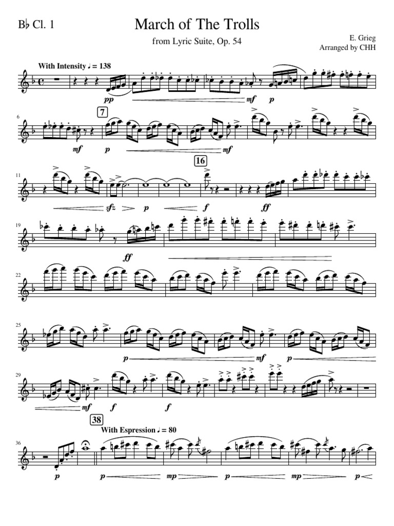 March of The Trolls-Bb - Cl. - 1 | PDF