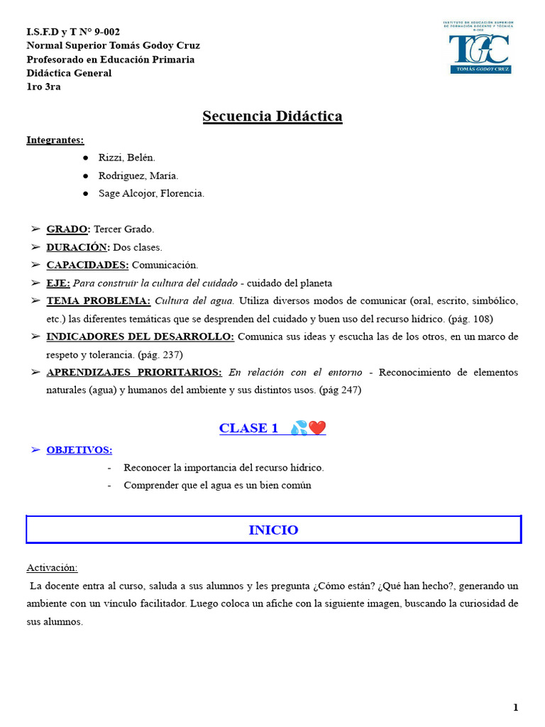 Secuencia Didáctica - PEP - 1RO 3RA - Rizzi, Belén Rodriguez, María ...