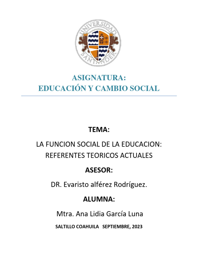 La Función Social Referentes Teóricos Actuales Ideas Importates | PDF