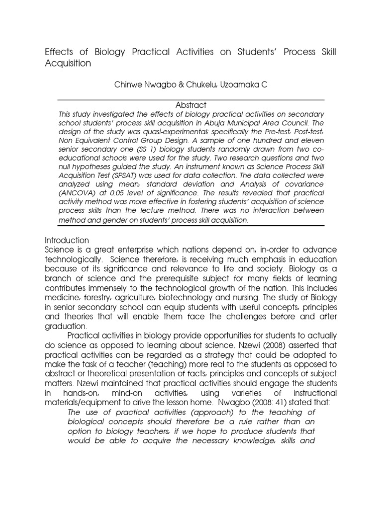 Silo - Tips - Effects of Biology Practical Activities On Students ...