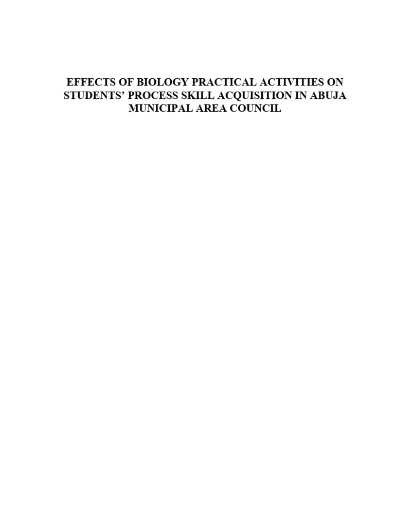 Effects of Biology Practical Activities On Students' Process Skill ...