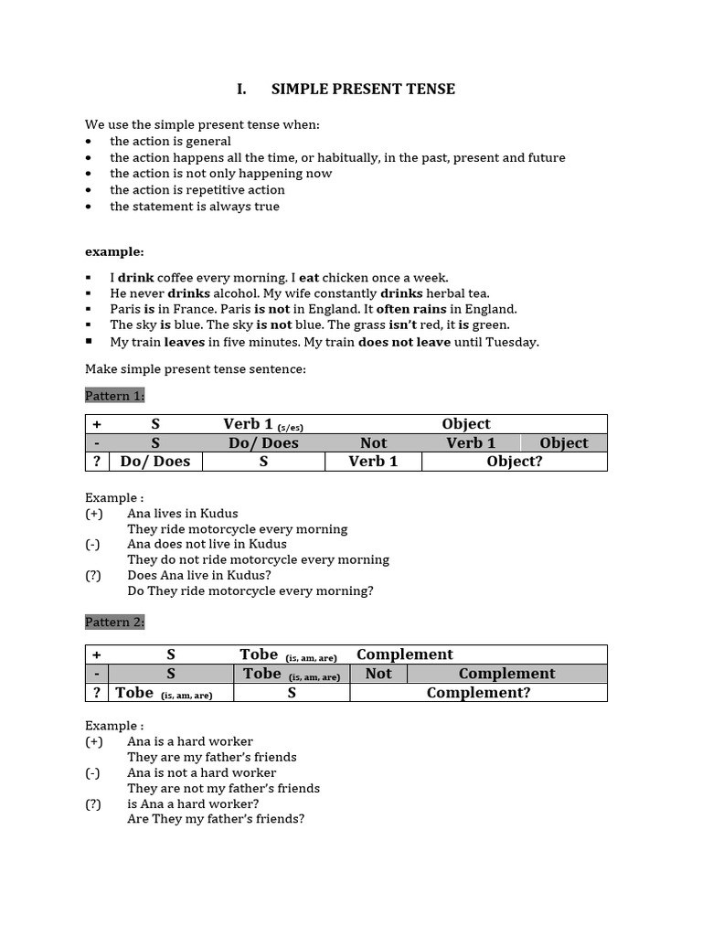 1.2 Simple Present Tense | PDF | Grammatical Tense | Verb