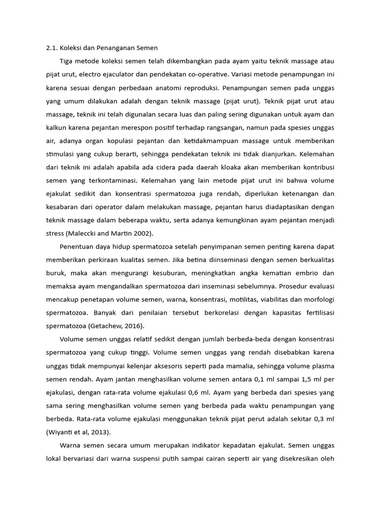 Metode Koleksi dan Kualitas Semen Ayam | PDF | Kesehatan Holistik ...