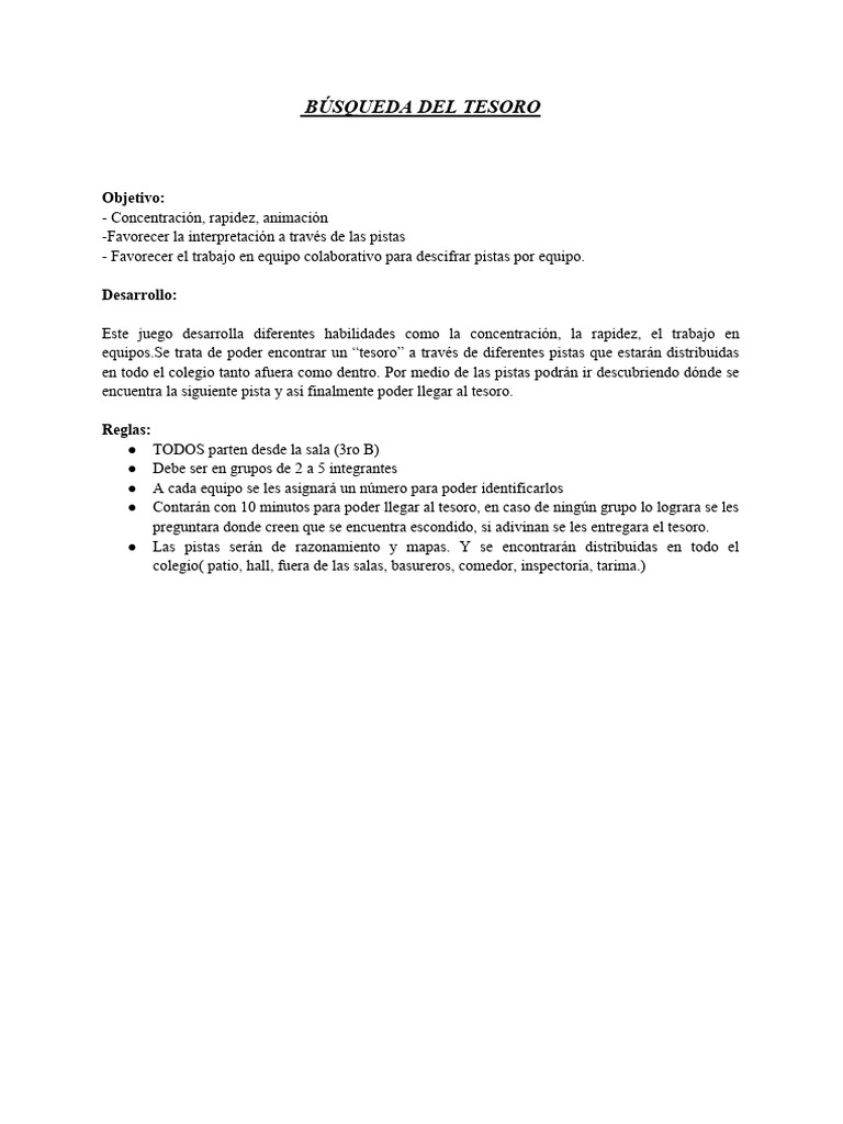 Búsqueda Del Tesoro | PDF