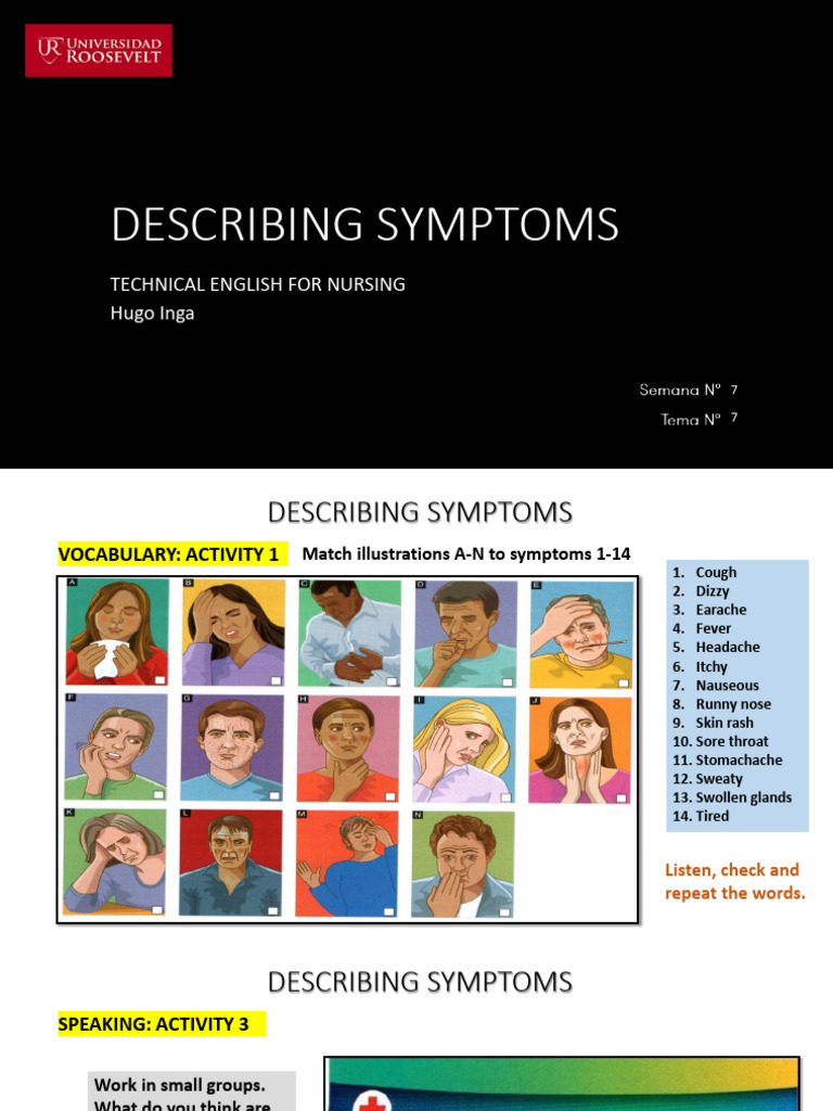 Vocabulary for Describing Symptoms | PDF