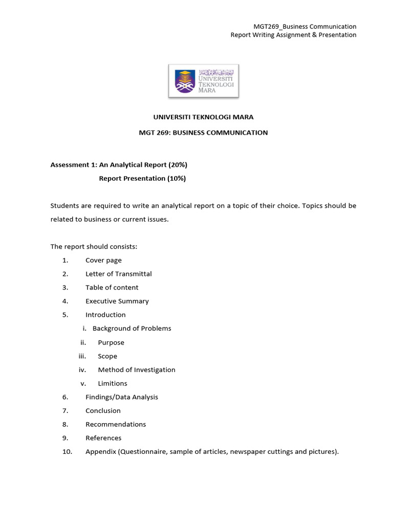 MGT269 Group Assignment Guidelines | PDF