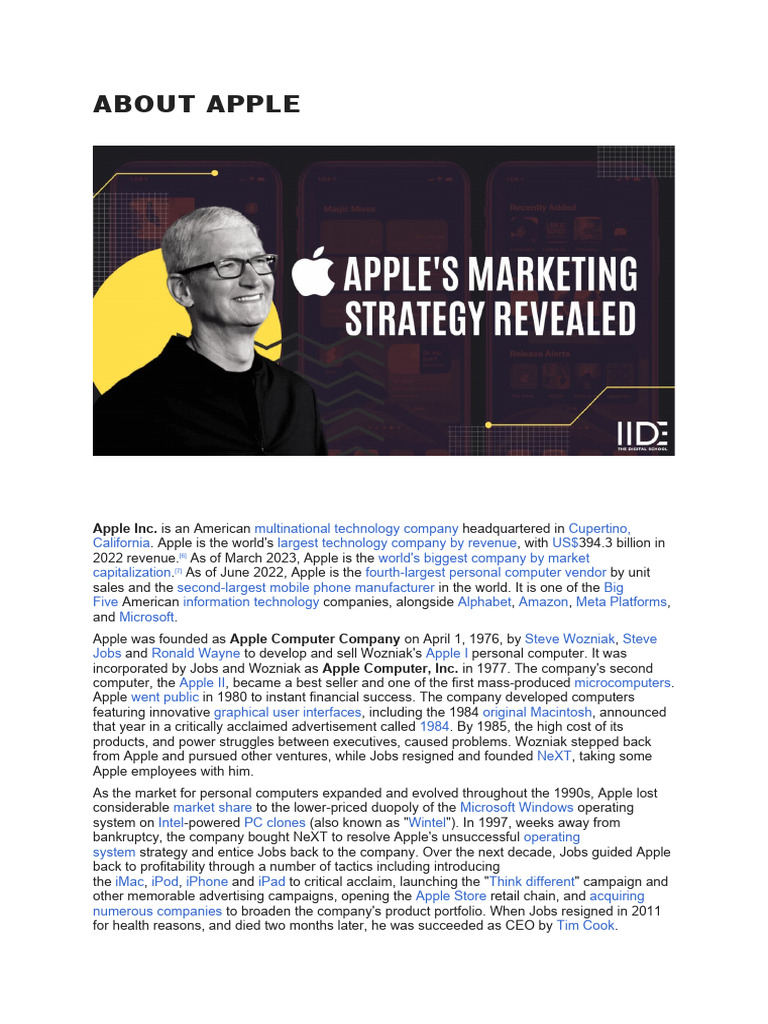 Overview of Apple Inc. History and Products | PDF | Finance & Money ...