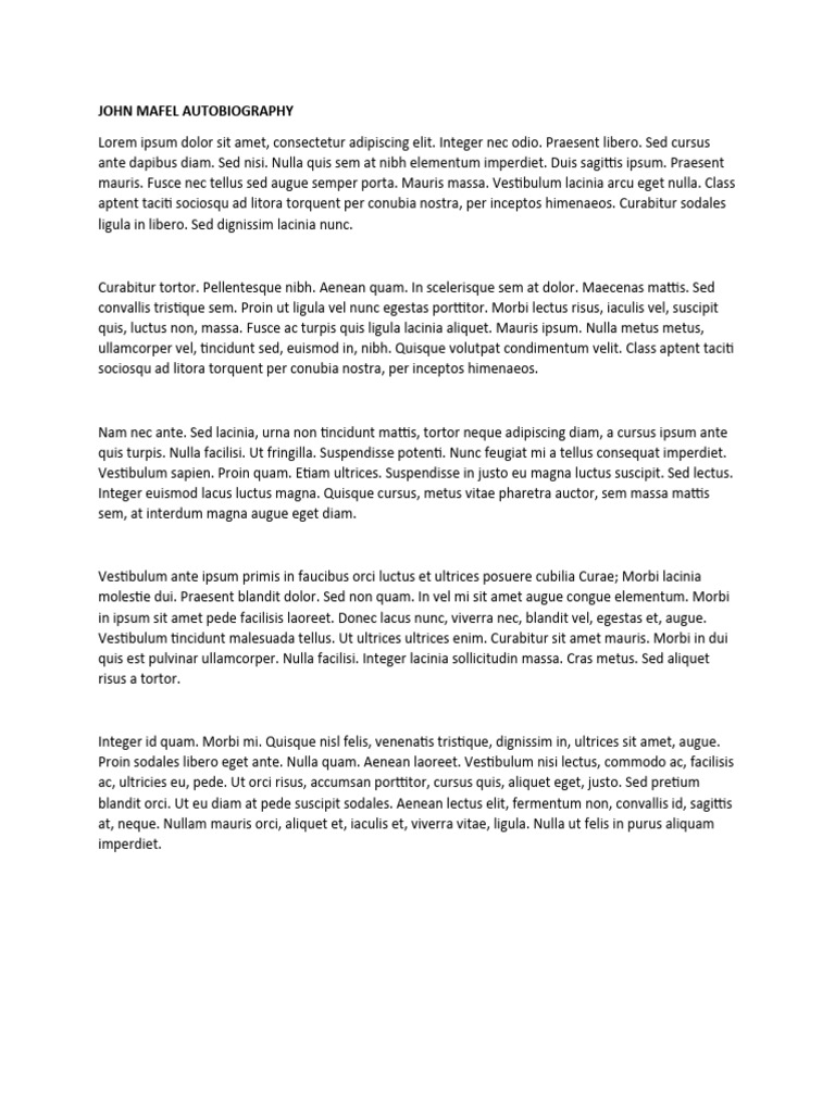 John Mafel Autobiography | PDF