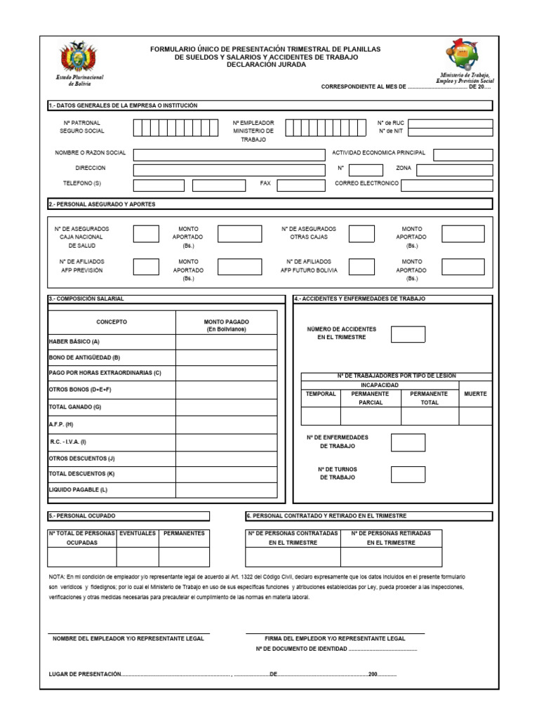 Formatos de Planillas | PDF