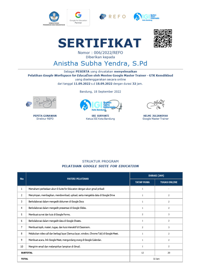 Sertifikat Pelatihan Google - September 2022 | PDF