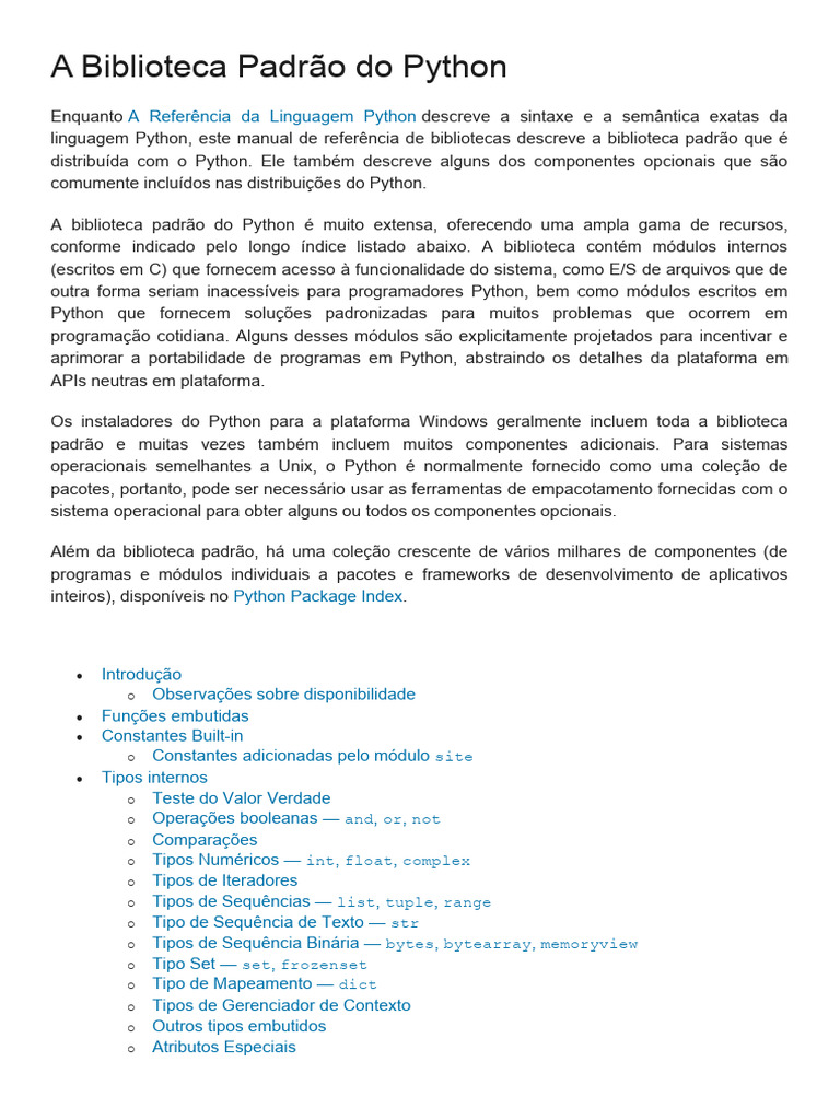 A Biblioteca Padrão do Python | PDF | Python (linguagem de programação ...