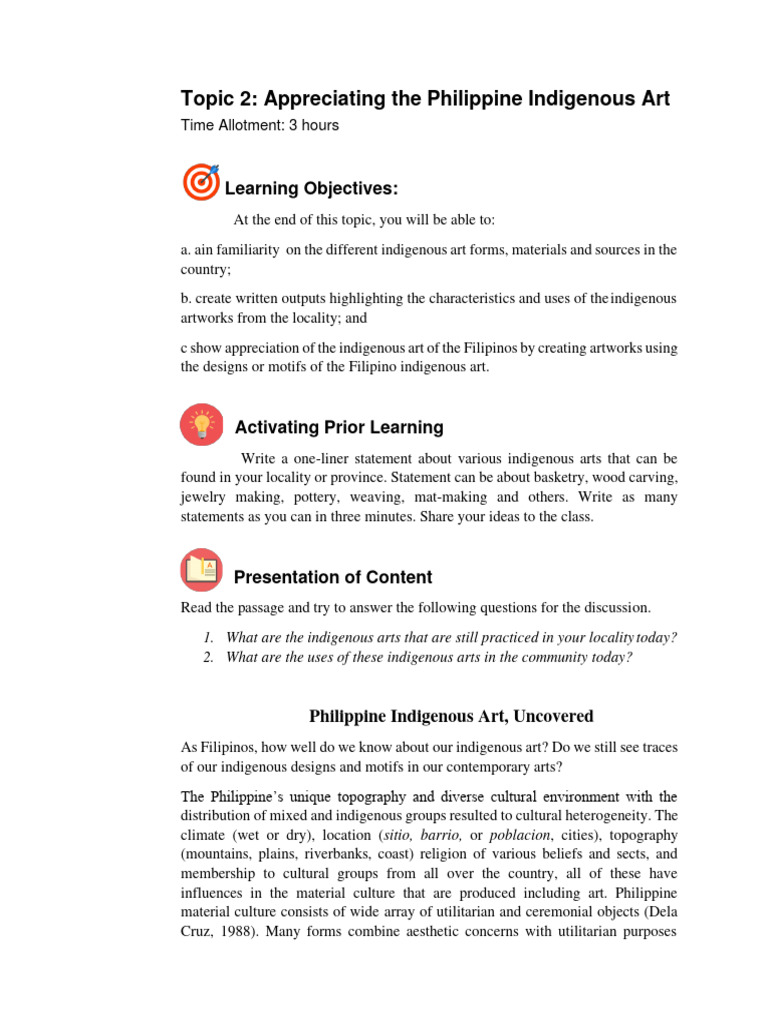 Unit 5 Topic 2 Appreciating The Philippine Indigenous Art | PDF ...