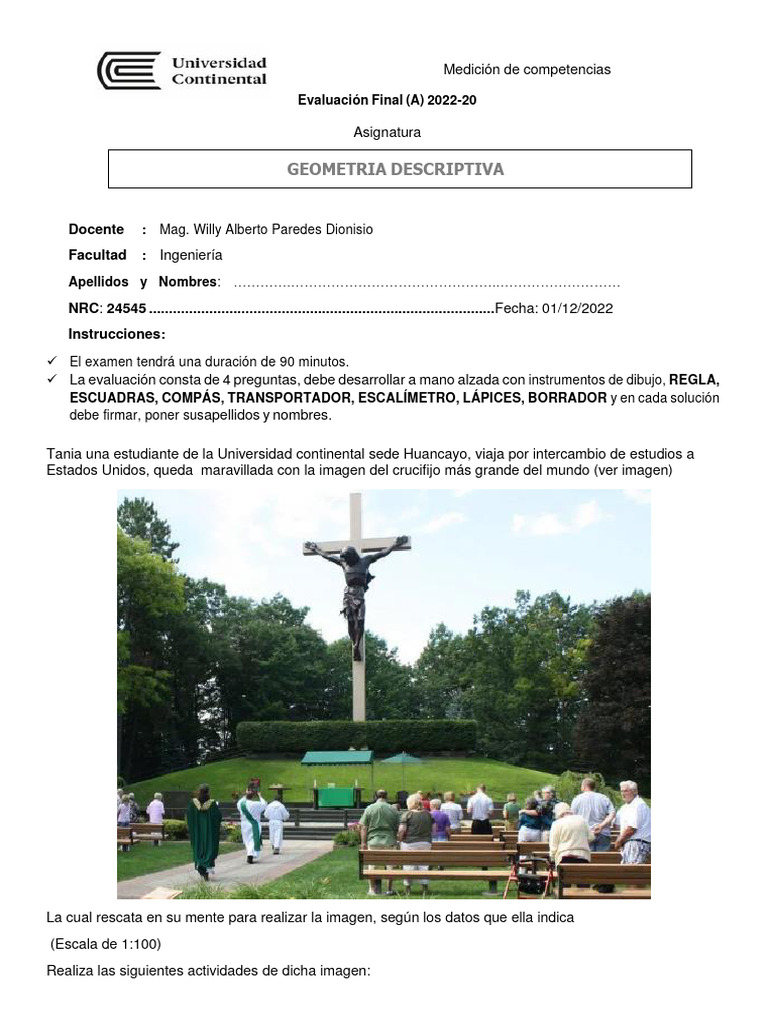 Examen Final Geometría Descriptiva | PDF