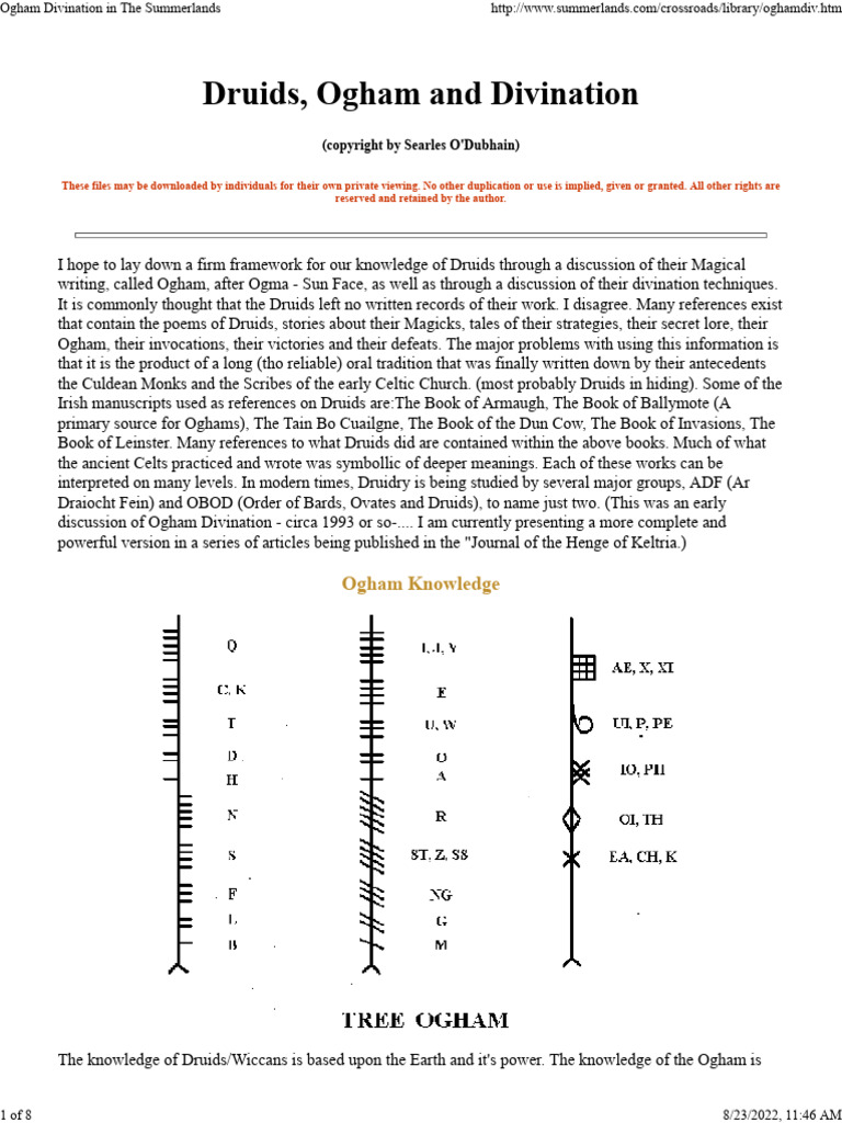 Ogham Divination in The Summerlands | PDF | Druid | Meditation