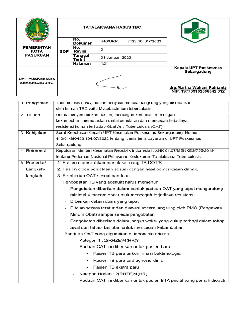 Pemantauan Pengobatan Pasien TBC | PDF