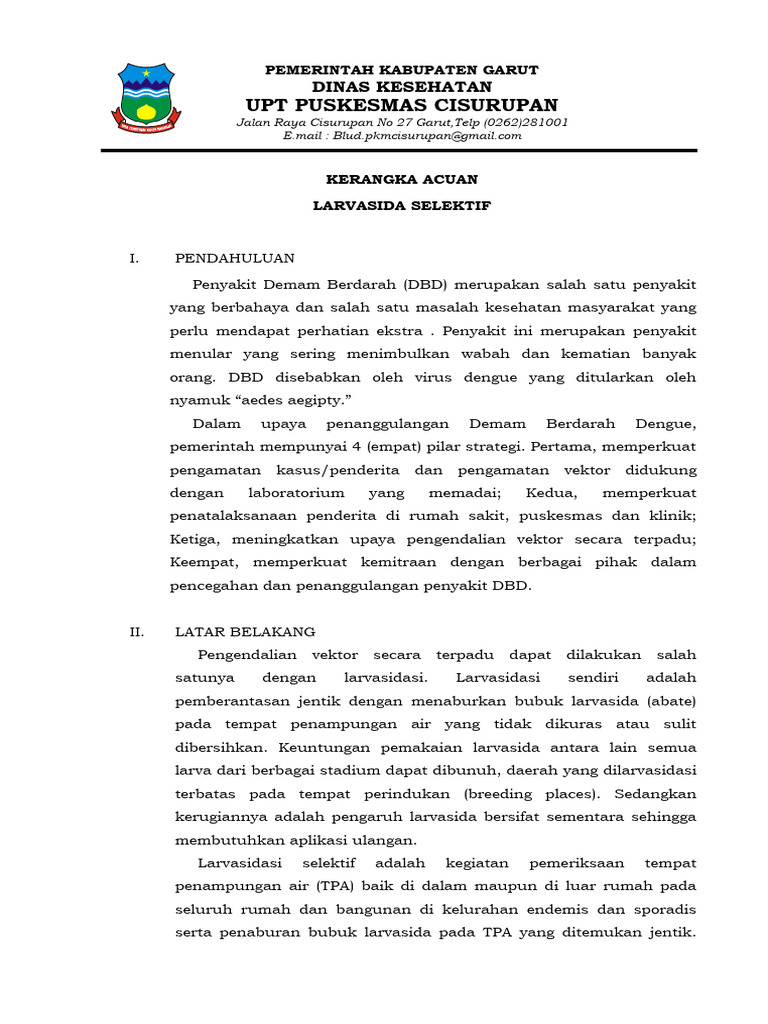 Kerangka Acuan Larvasida | PDF