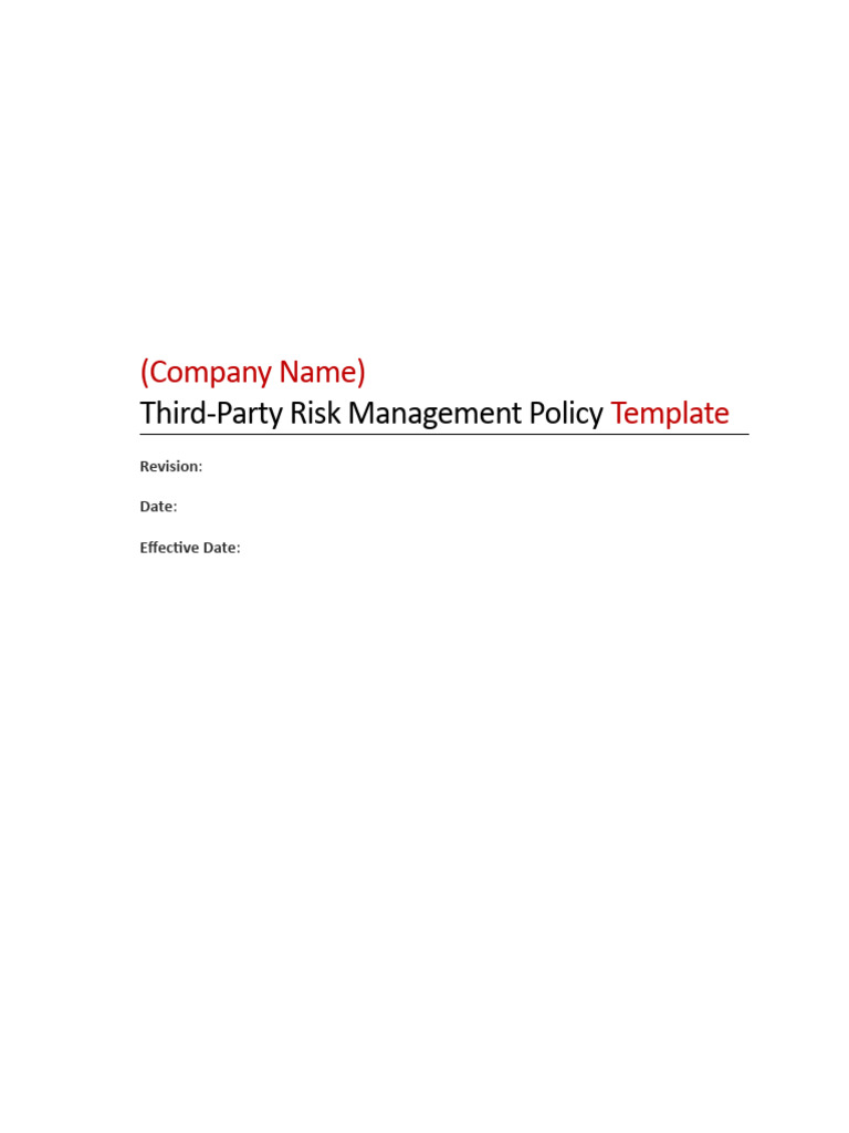 Third-Party Risk Management Policy Template | PDF | Risk Management | Risk