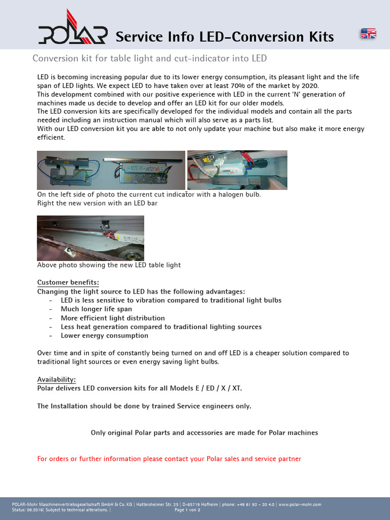 Service Info LED Conversion Kits GB 13.12.2016 | PDF | Light Emitting ...