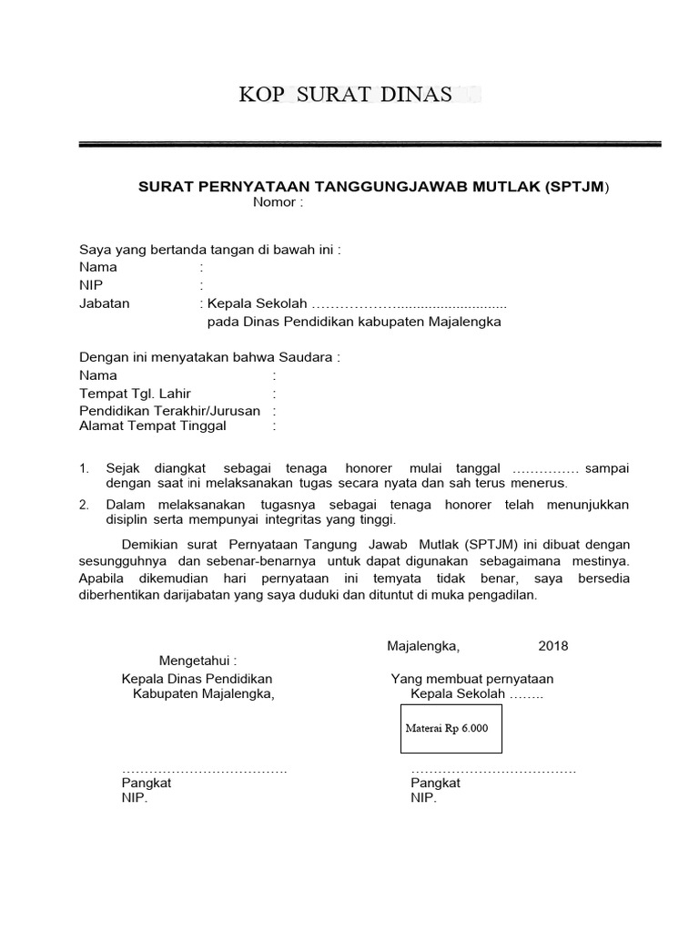 SPTJM Eks Thk-II Revisi | PDF