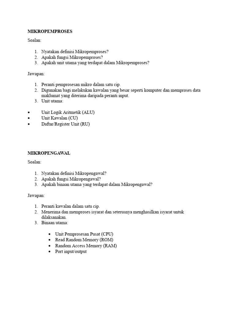 Perbandingan Mikropemproses dan Mikropengawal | PDF | Komputer ...