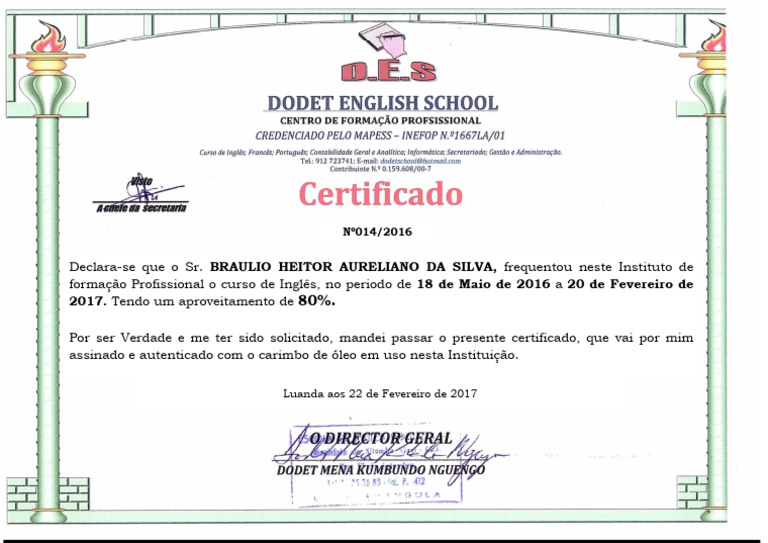Certificado de Ingles | PDF