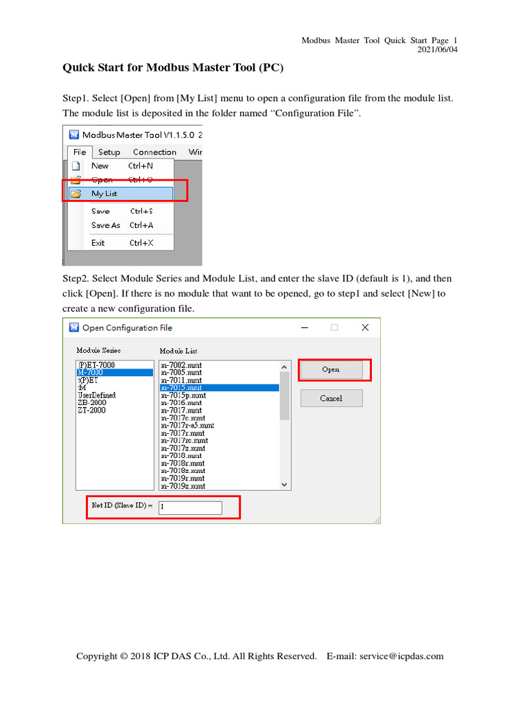 ModbusMasterTool (PC) QuickStart en | PDF | Menu (Computing) | Information Technology