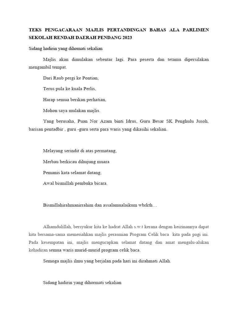 Perasmian Program Celik Baca 2023 | PDF
