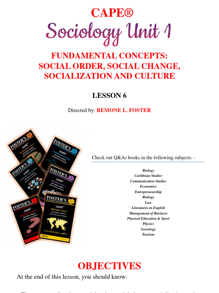 Sociology Unit 1 - Lesson 6 - Fundamental Concepts | PDF | Socialization | Institution
