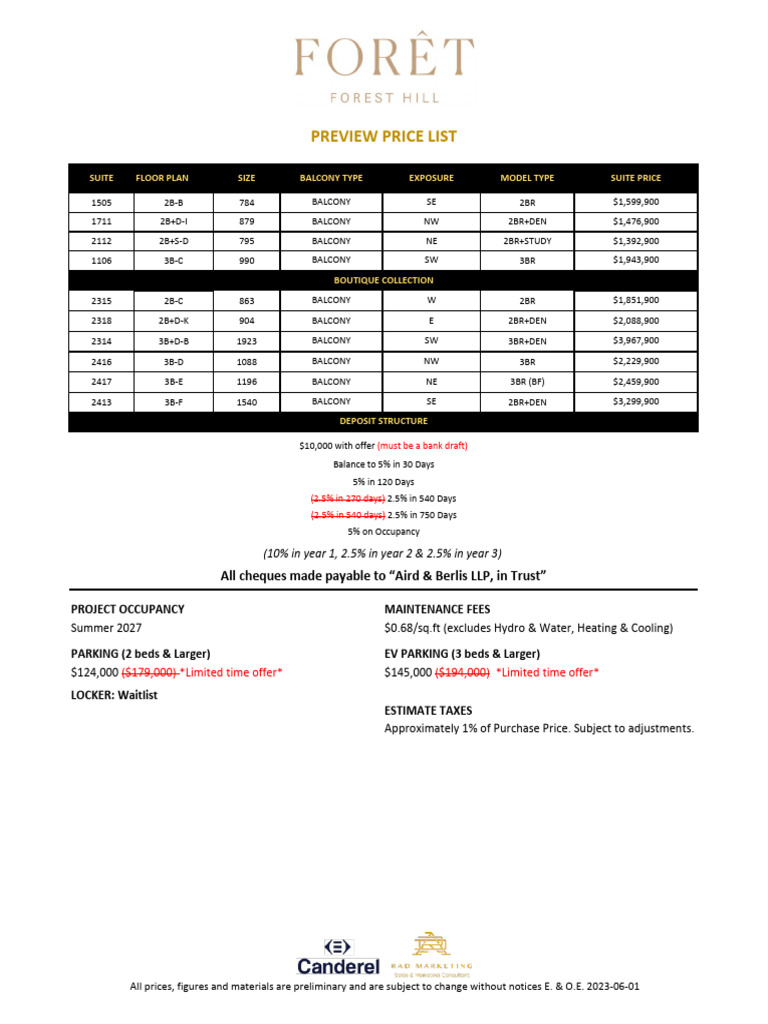 Forêt - Price List & Floor Plans | PDF