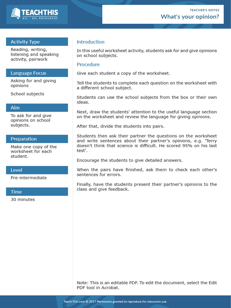 What's Your Opinion | PDF | Language Arts & Discipline
