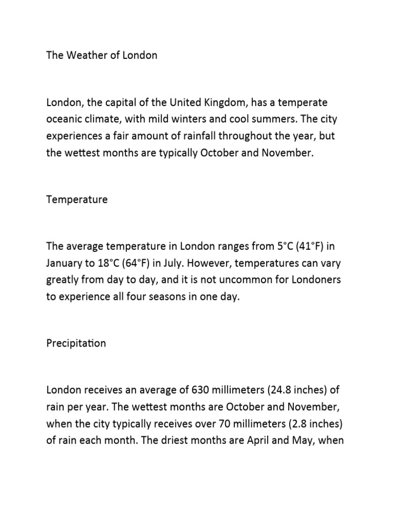 The Weather of London | PDF | Rain | Precipitation