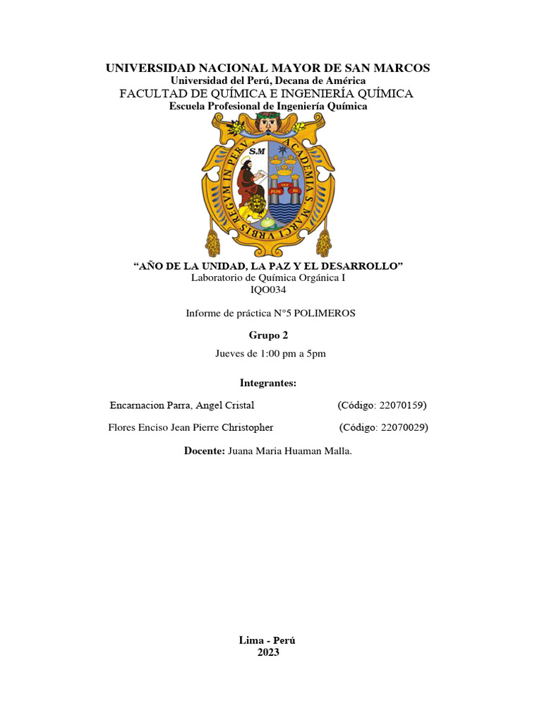 Informe 5 (2) - Polimeros | PDF