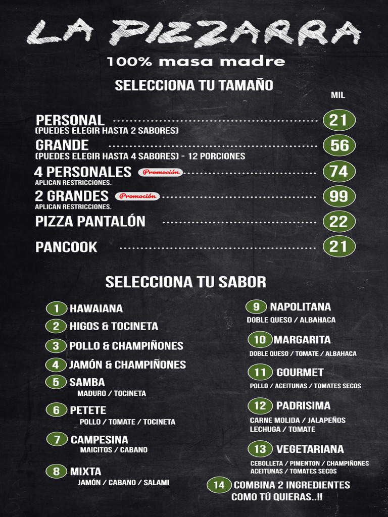 La Pizzarra Menu QR | PDF