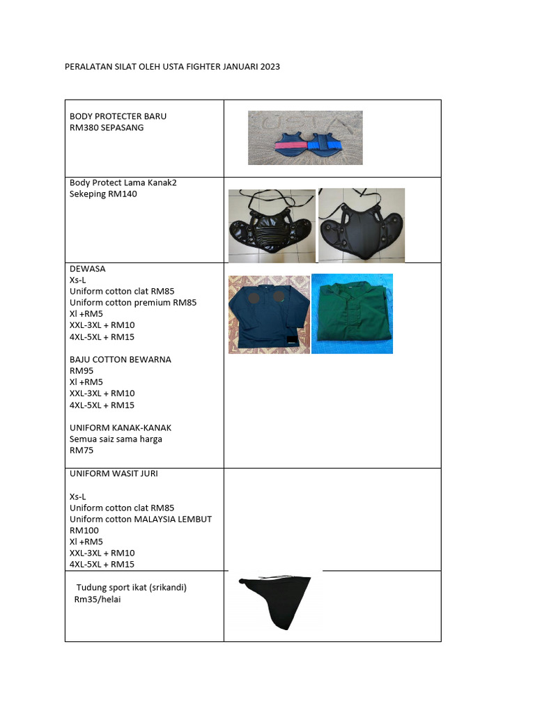 Peralatan Silat TERKINI 2023 | PDF
