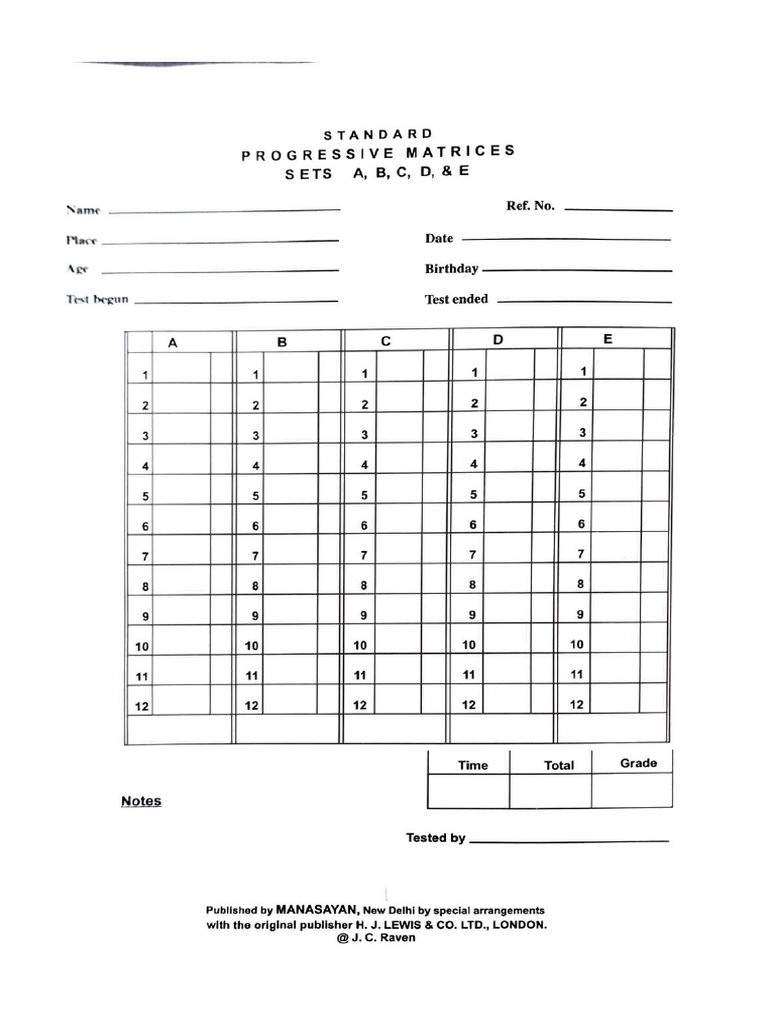 Raven Answer Sheet | PDF