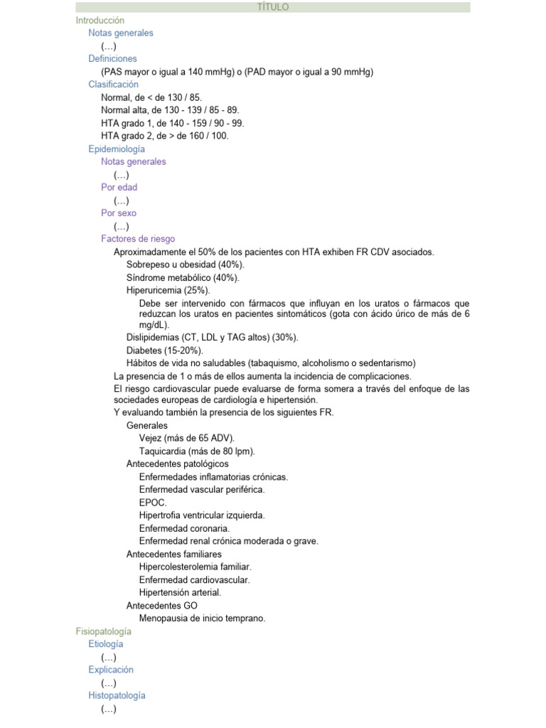 1 - Hipertensión Areterial (HTA) | PDF | Hipertensión | Enfermedades y ...
