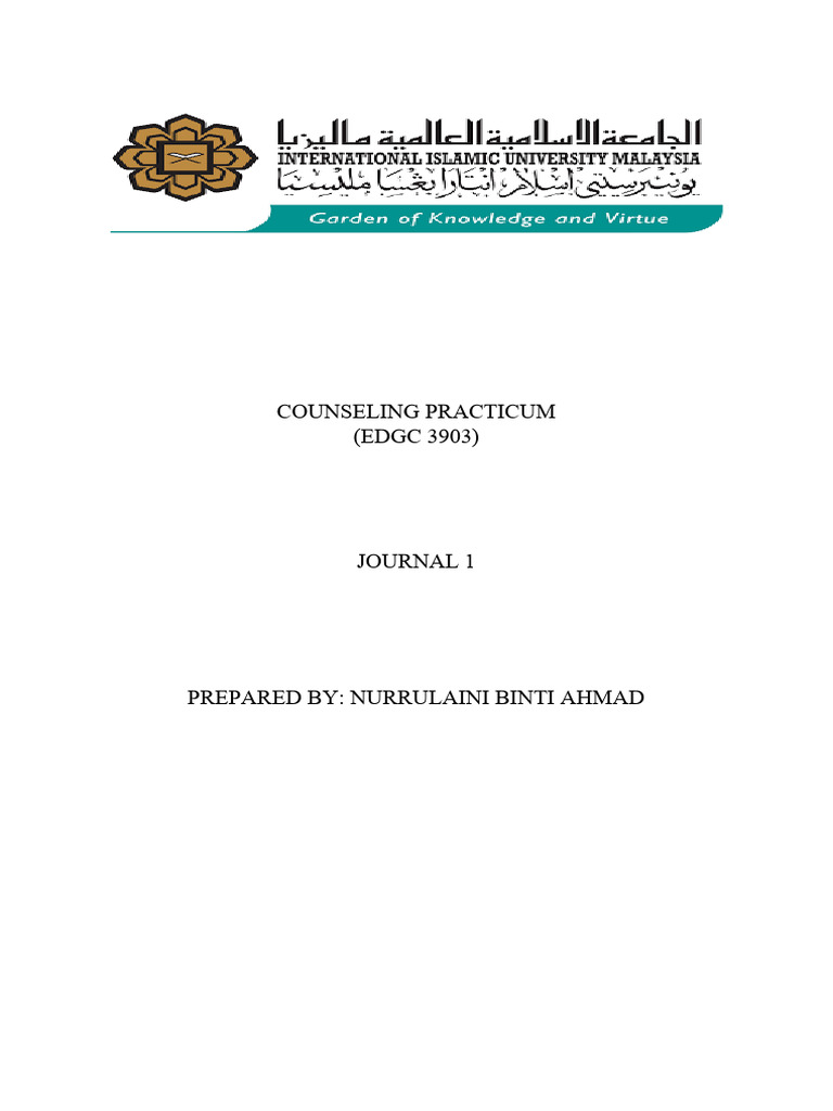 Counseling Practicum Experience Journal | PDF | Business | Wellness