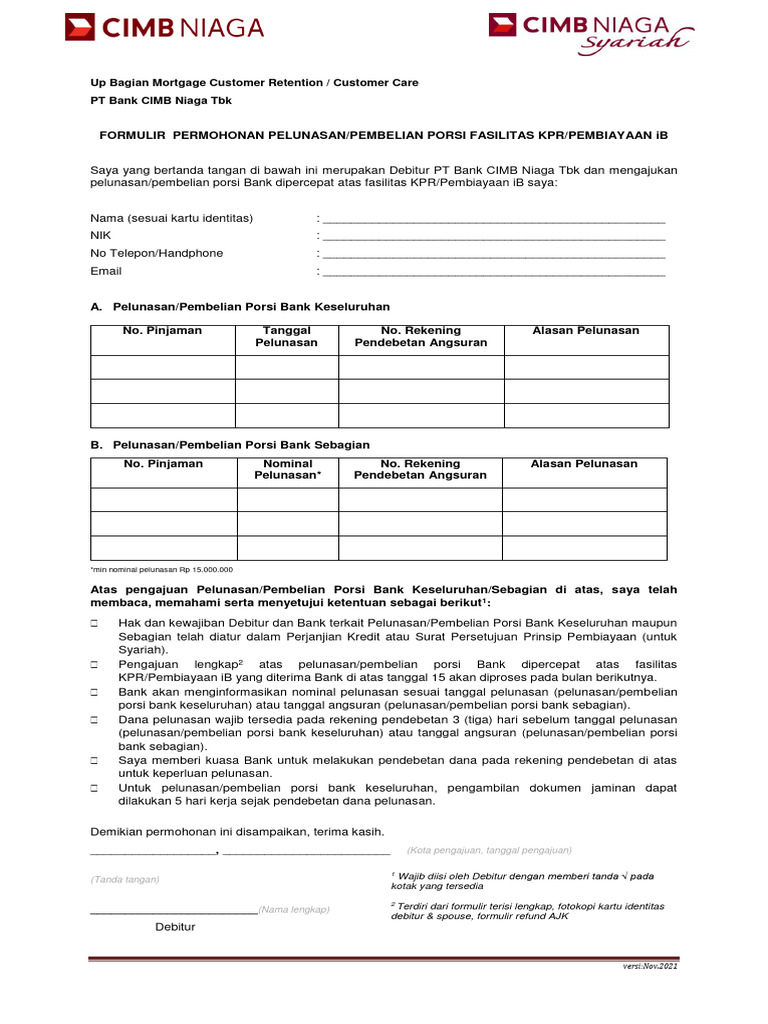 Form Permohonan Pelunasan KPR - V12nov2021 - 230627 - 193922 | PDF ...