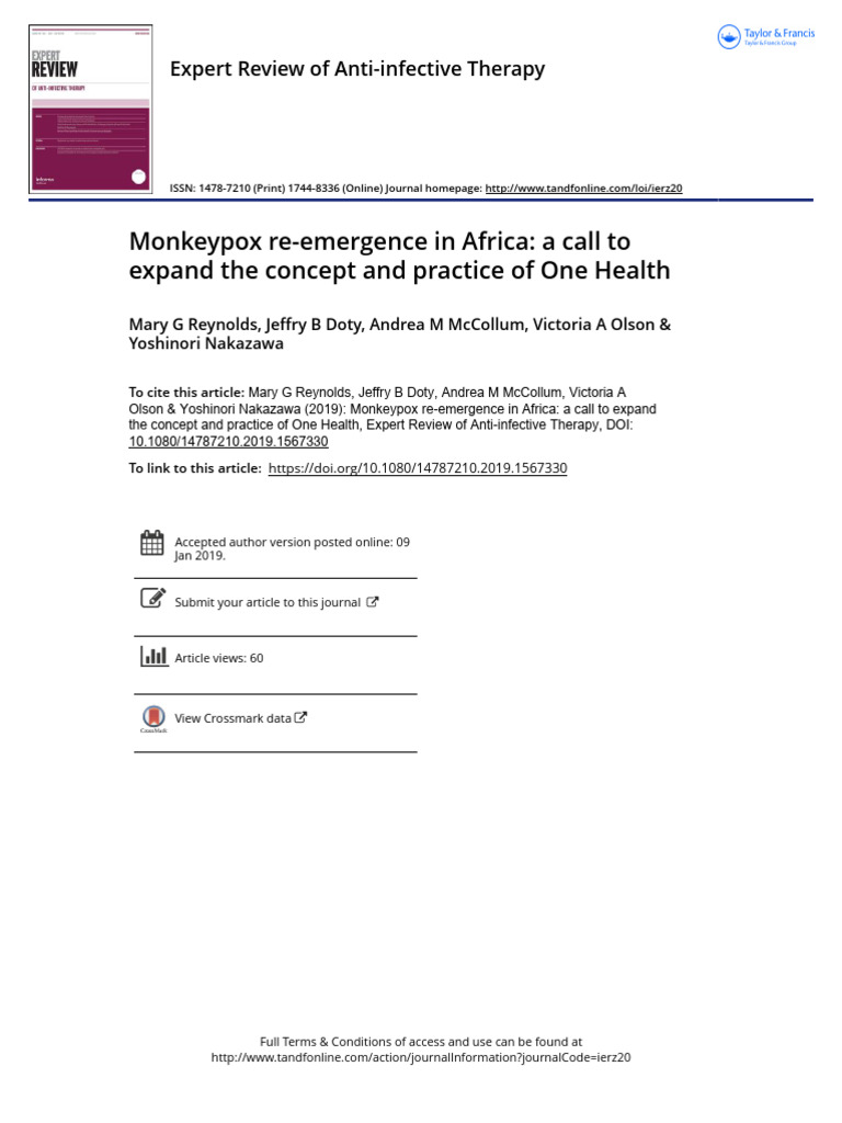 Monkeypox Re-Emergence in Africa - A Call To Expand The Concept and Practice of One Health | PDF ...