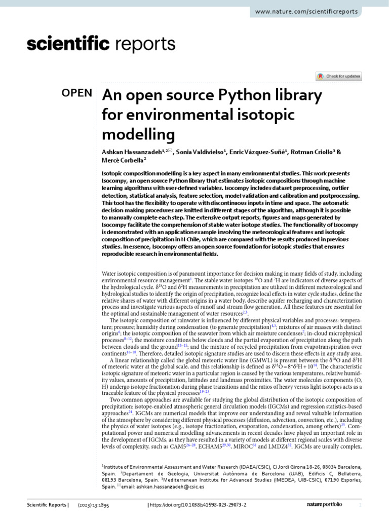 An Open Source Python Library For Environmental Isotopic Modelling | PDF | Regression Analysis ...