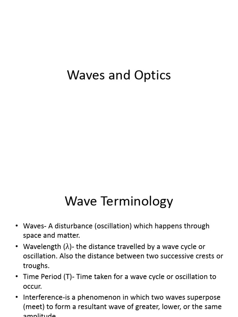 Waves and Optics Summary | PDF | Science & Mathematics