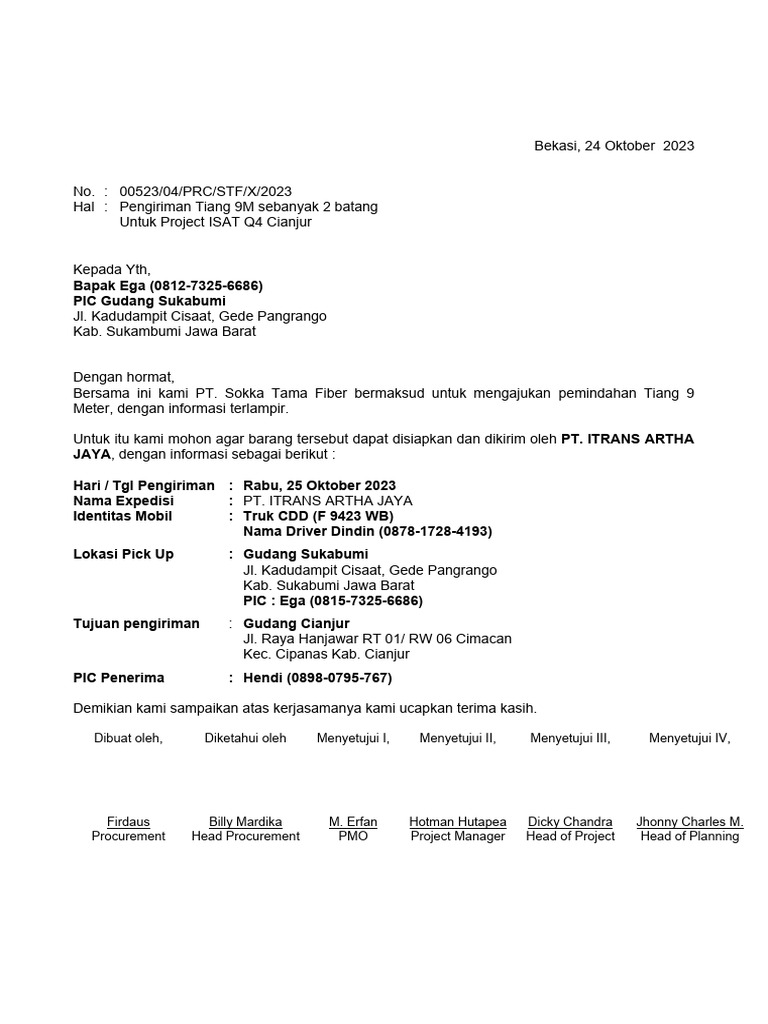 Nod Itrans - 241023 - Tiang9 | PDF