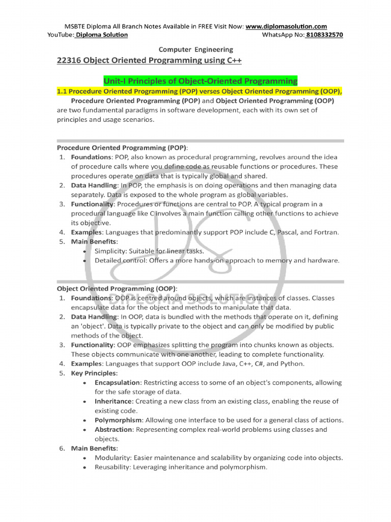 Object Oriented Programming Using C++ | PDF