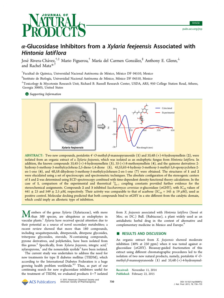 Glucosidase Inhibitors From A Xylaria Feejeensis Associated | PDF | Two ...