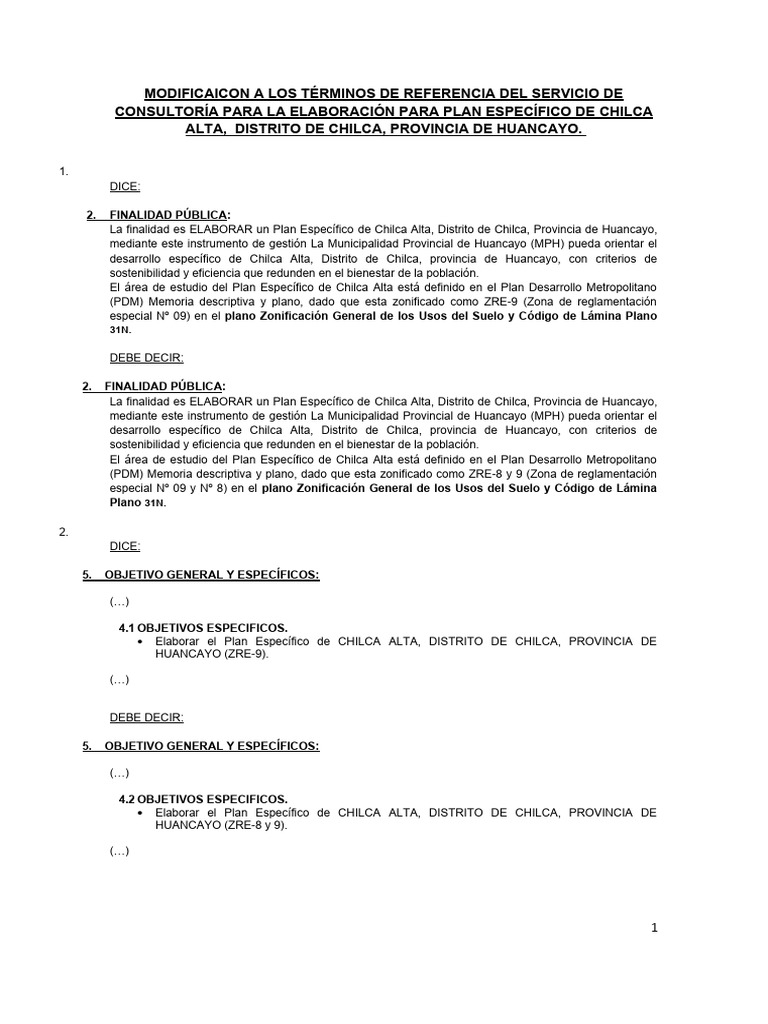 TDR Final PLAN ESPECIFIO Chilca Alta | PDF | Zonificación | Alcantarillado